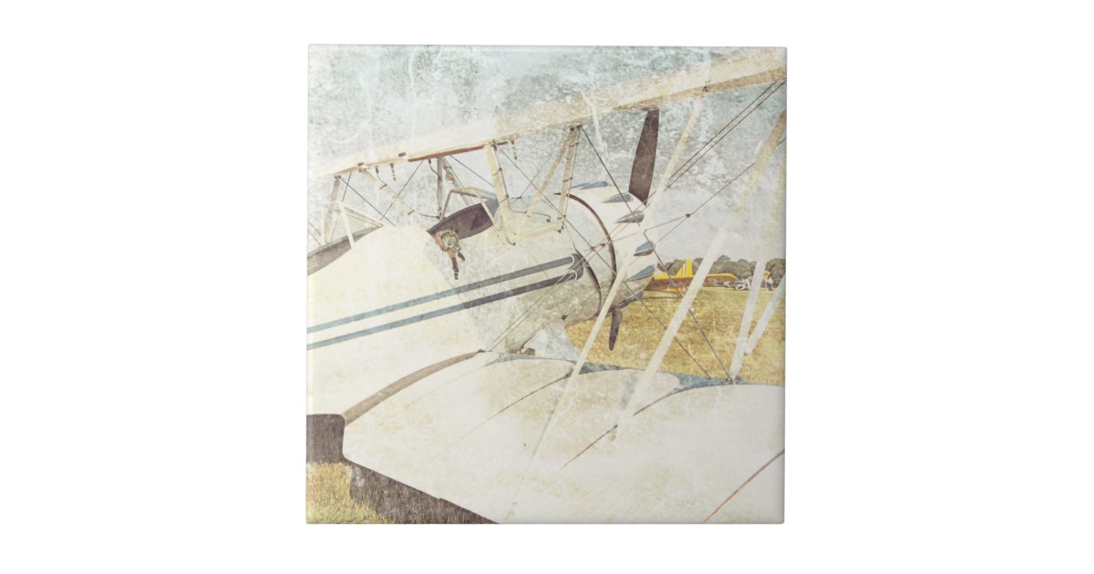 Antique Fighter Airplane Biplane Ceramic Tile | Zazzle