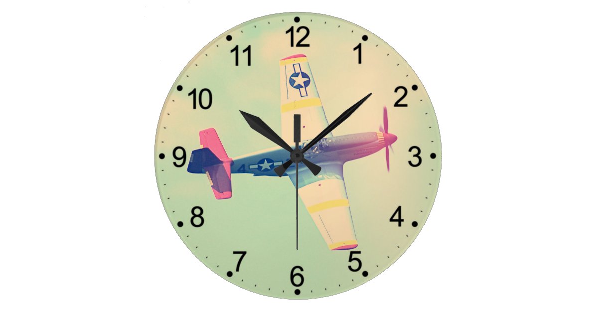 Antique Fighter Airplane Large Clock | Zazzle