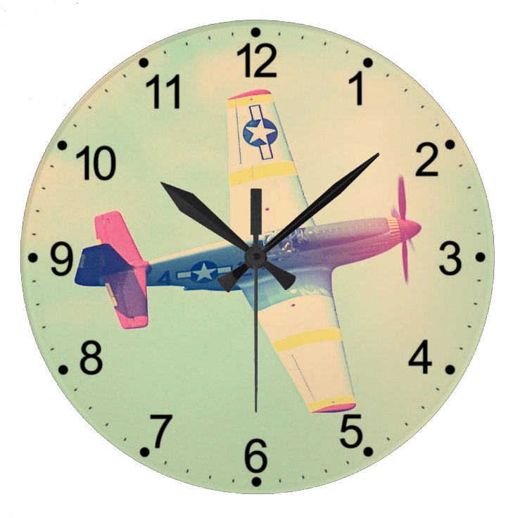 Antique Fighter Airplane Large Clock | Zazzle