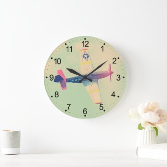 Antique Fighter Airplane Large Clock | Zazzle