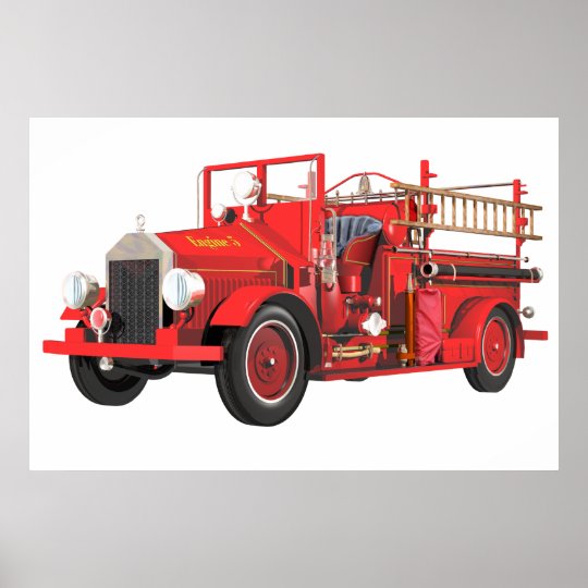 Antique Fire Engine Poster | Zazzle.com