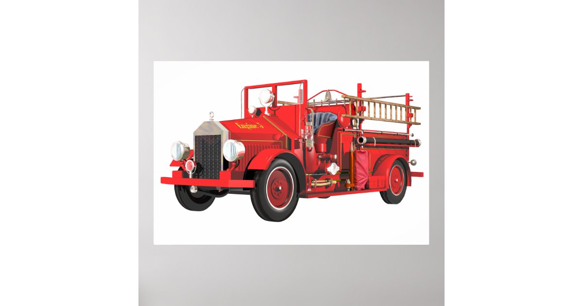 Antique Fire Engine Poster | Zazzle