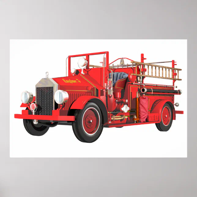 Antique Fire Engine Poster | Zazzle