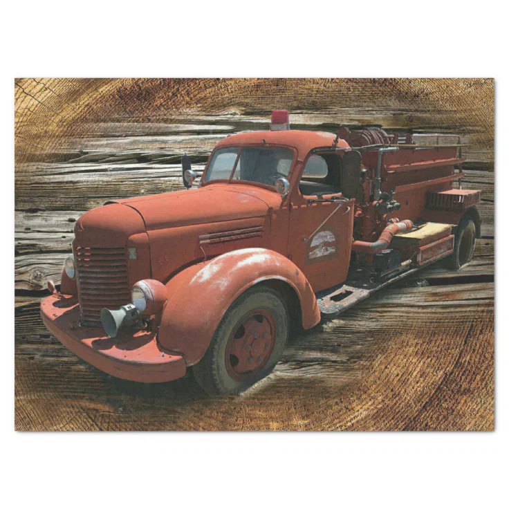 Antique Fire Truck Vintage Fire Truck Tissue Paper | Zazzle