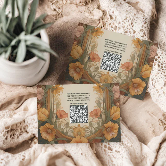 Antique Floral Art Nouveau Wedding Enclosure Card | Zazzle