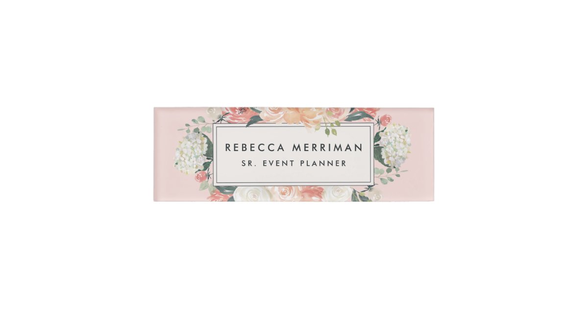 Antique Floral Blush Pink Name Tag | Zazzle.com
