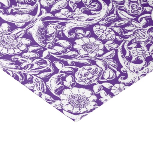 Antique Floral Decoupage white on indigo Tissue Paper | Zazzle