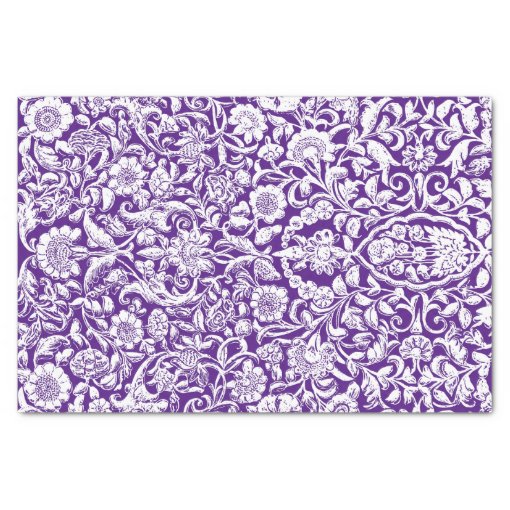 Antique Floral Decoupage white on indigo Tissue Paper | Zazzle