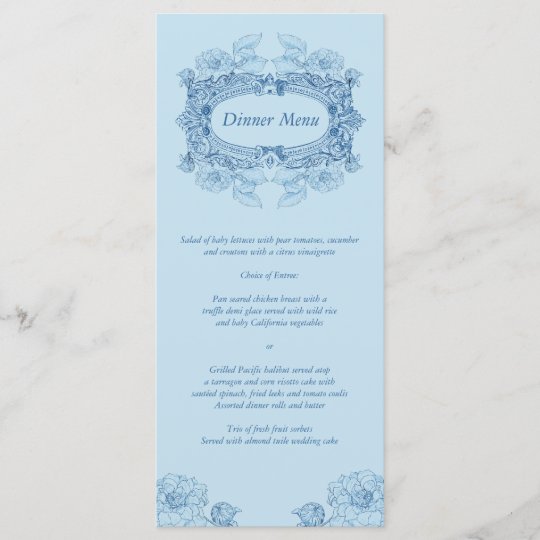 Antique Frame Blue Menu Rack Card | Zazzle.com