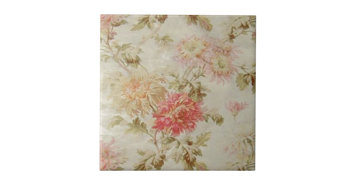 Antique French Floral Toile Tile | Zazzle