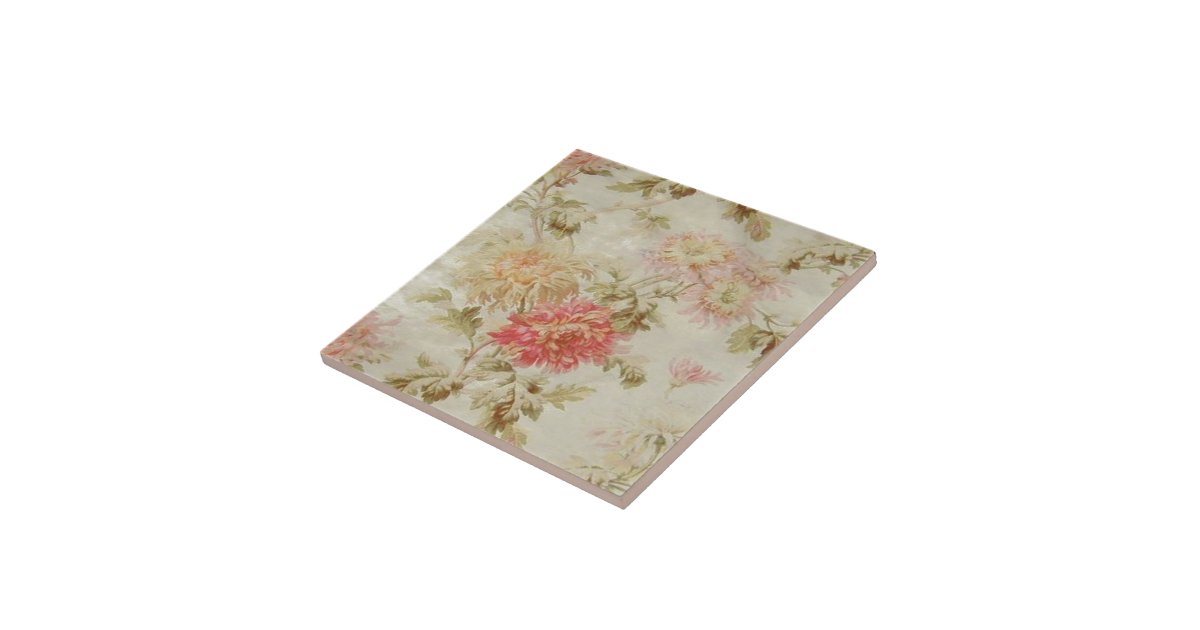 Antique French Floral Toile Tile | Zazzle
