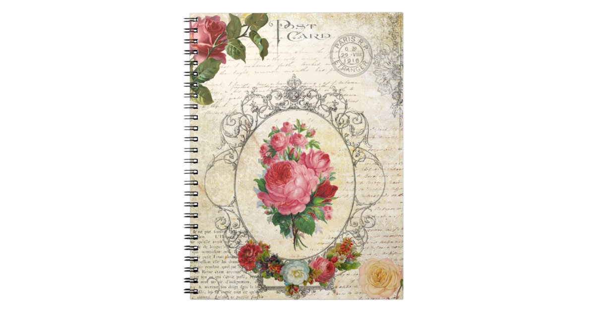Antique French Rose Ephemera Notebook | Zazzle
