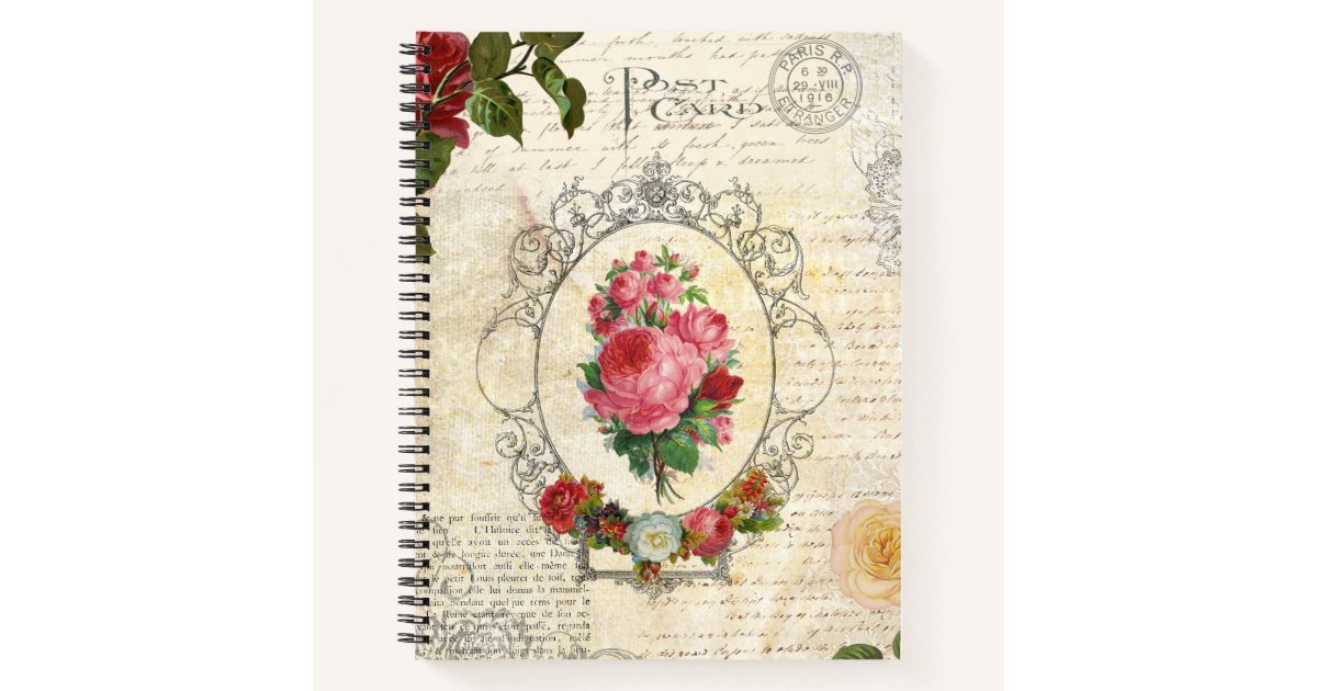 Antique French Rose Ephemera Notebook | Zazzle