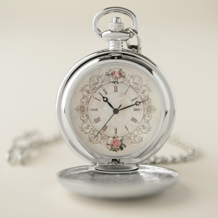 Antique French Roses Elegant Retro Pocket Watch | Zazzle.com