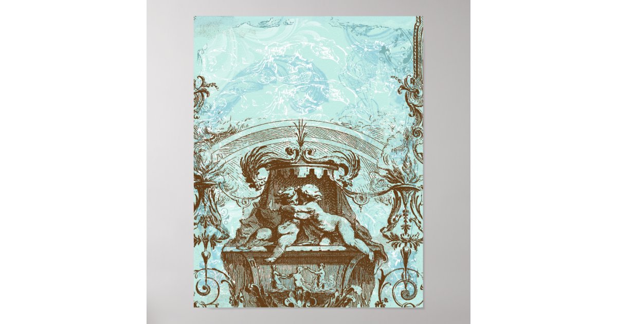 Antique French Sculpture Architectural Cherubs Poster | Zazzle