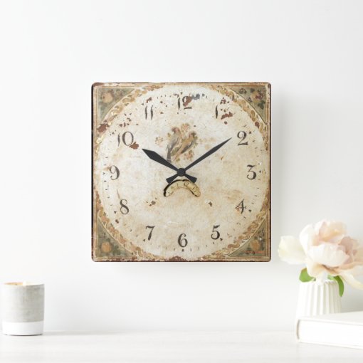 Antique French Square Wall Clock | Zazzle