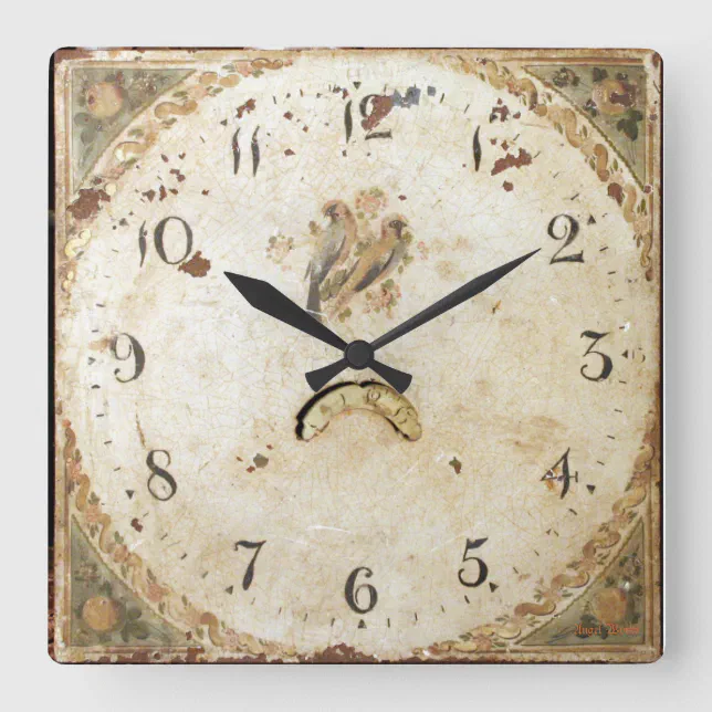 Antique French Square Wall Clock | Zazzle