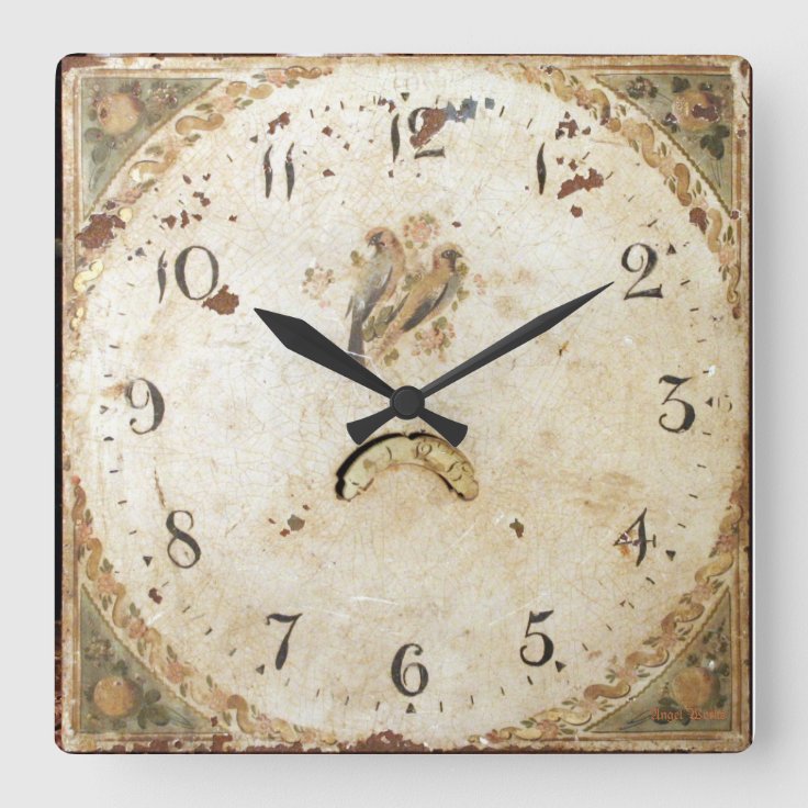 Antique French Square Wall Clock | Zazzle