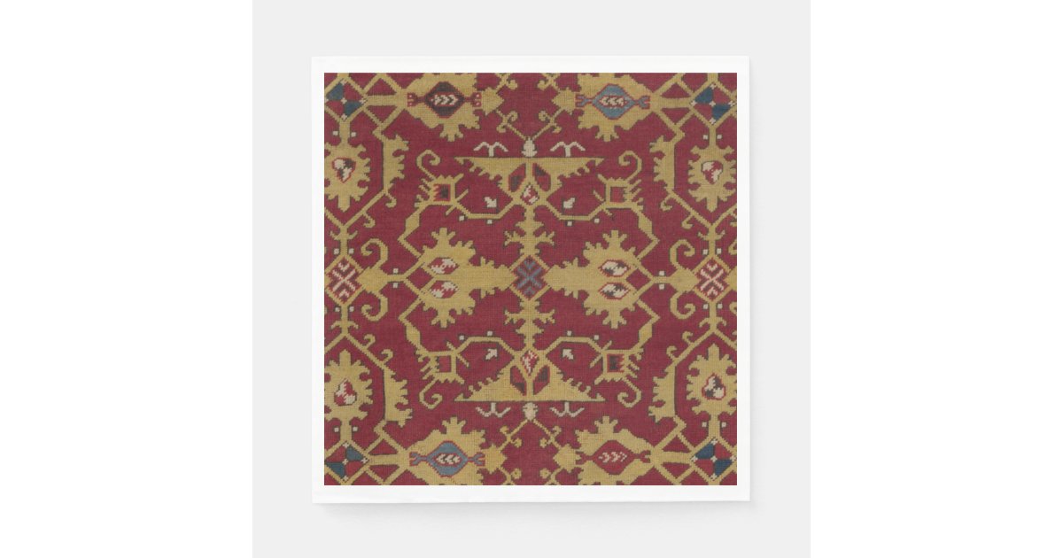 Antique Geometric Oriental Persian Red Pattern Napkins | Zazzle