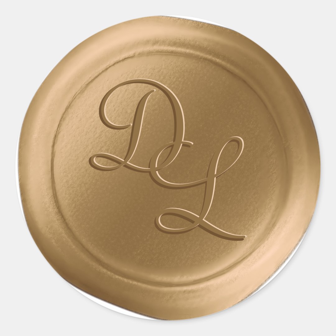 Antique Gold 2 Letter Monogram Wax Seal Stickers | Zazzle