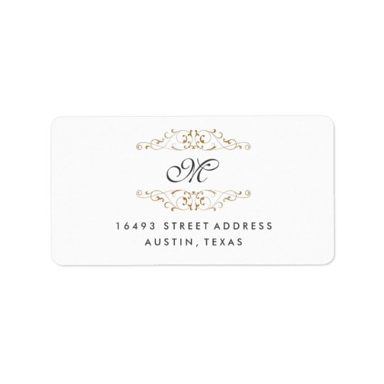 Antique Gold Flourish Monogram Address Labels | Zazzle.com