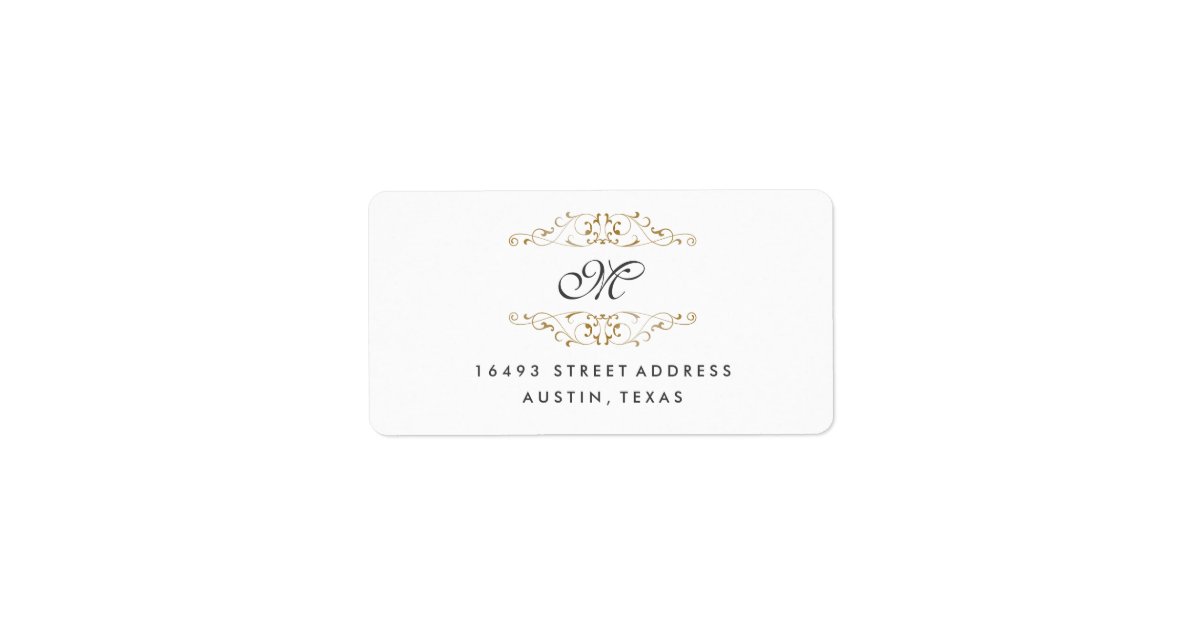 Antique Gold Flourish Monogram Address Labels | Zazzle