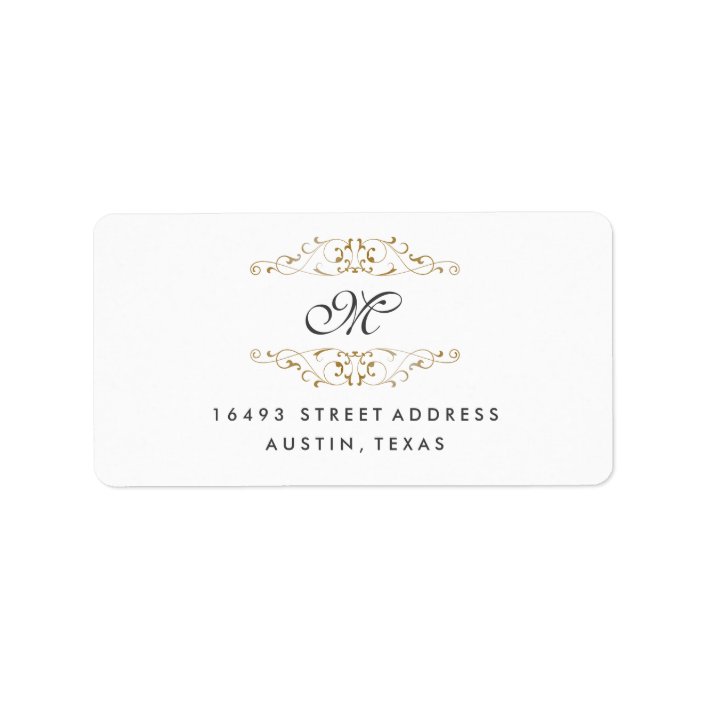 Antique Gold Flourish Monogram Address Labels | Zazzle.com