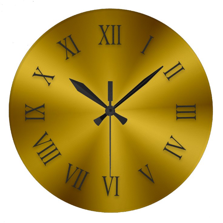 Antique Gold Metallic Clock with Roman Numbers | Zazzle