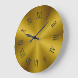 Antique Gold Metallic Clock with Roman Numbers | Zazzle
