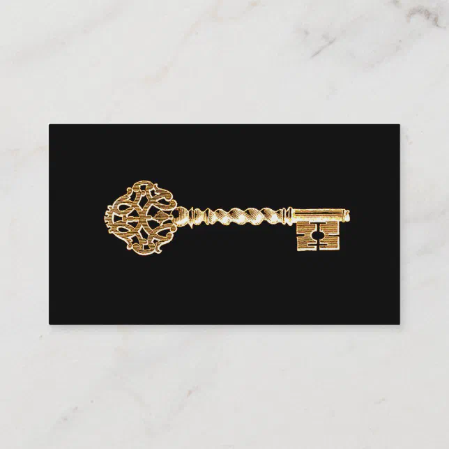 Antique Golden Gold Steampunk Skeleton Key Business Card | Zazzle