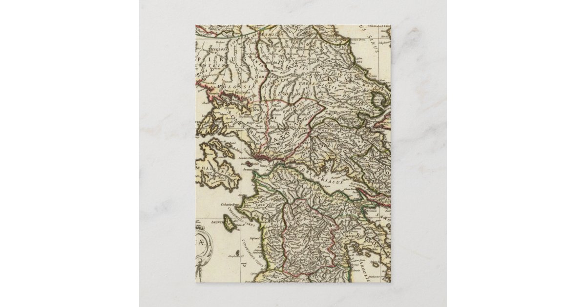 Antique Greek Map Postcard | Zazzle