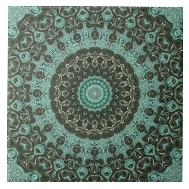 Antique Green Mandala Pattern Design Ceramic Tile | Zazzle