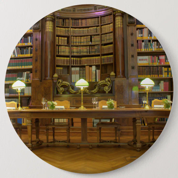 Antique Historical Library Pinback Button | Zazzle