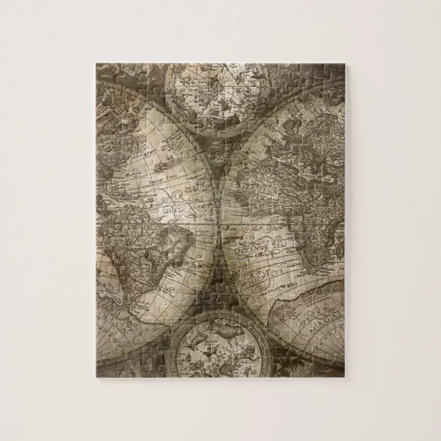 Antique Historical Old World Atlas Map Continents Jigsaw Puzzle | Zazzle
