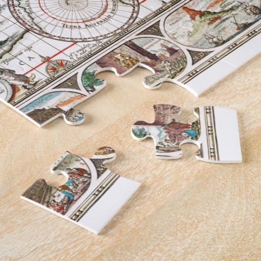 Antique Historical Old World Atlas Map Continents Jigsaw Puzzle | Zazzle