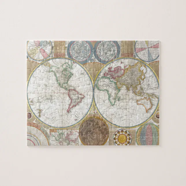 Antique Historical Old World Atlas Map Continents Jigsaw Puzzle | Zazzle
