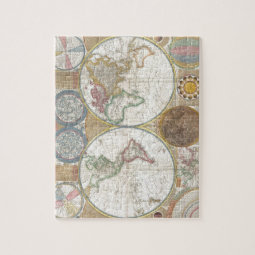 Antique Historical Old World Atlas Map Continents Jigsaw Puzzle | Zazzle