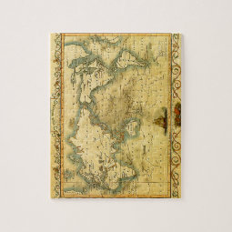 Antique Historical Old World Atlas Map Continents Jigsaw Puzzle | Zazzle
