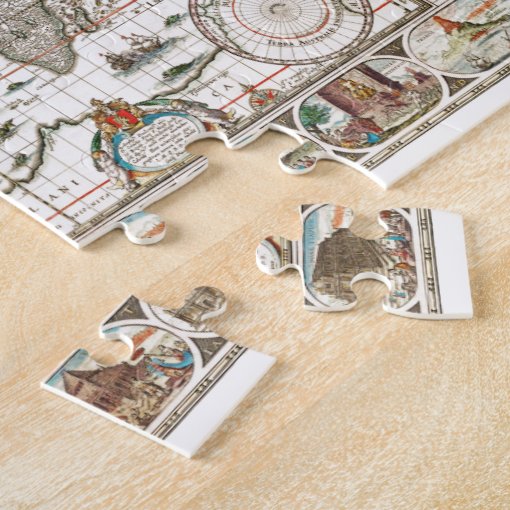 Antique Historical Old World Atlas Map Continents Jigsaw Puzzle | Zazzle