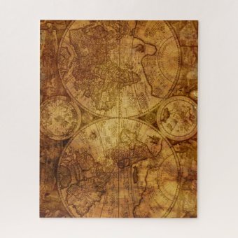 Antique Historical Old World Atlas Map Continents Jigsaw Puzzle | Zazzle