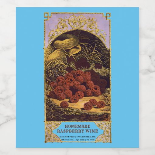 Antique Homemade Raspberry Wine Label Template | Zazzle