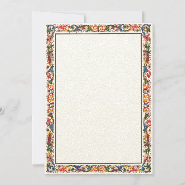 Antique Italian Border 5 x 7 Wedding Invitation | Zazzle