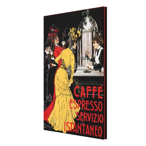 Antique Italian Coffee Bar Espresso Ad Poster Canvas Print | Zazzle