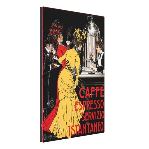 Antique Italian Coffee Bar Espresso Ad Poster Canvas Print | Zazzle
