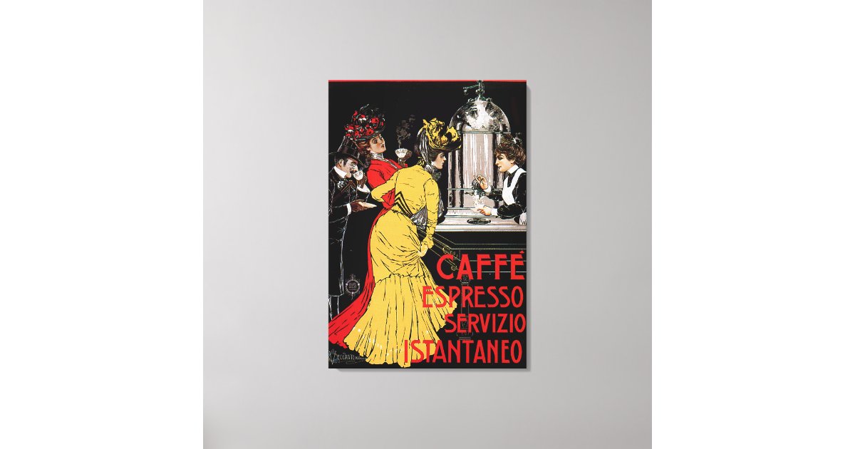 Antique Italian Coffee Bar Espresso Ad Poster Canvas Print | Zazzle