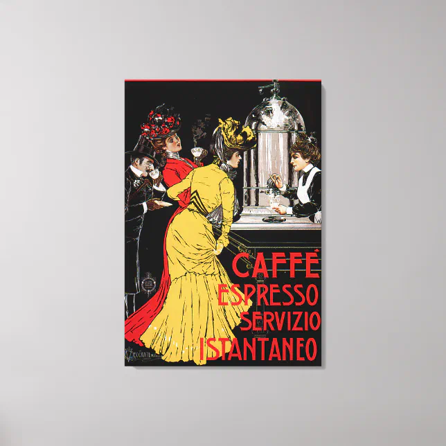 Antique Italian Coffee Bar Espresso Ad Poster Canvas Print | Zazzle