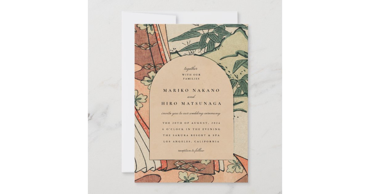 Antique Japanese Kimono Bamboo Wedding Invitation | Zazzle