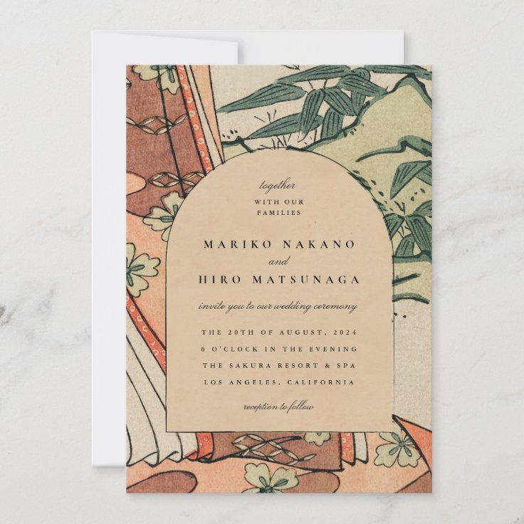 Antique Japanese Kimono Bamboo Wedding Invitation | Zazzle