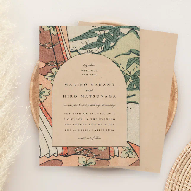 Antique Japanese Kimono Bamboo Wedding Invitation | Zazzle