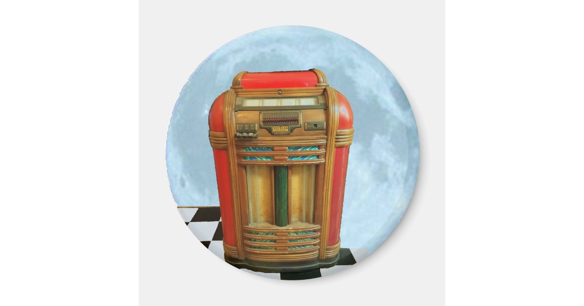 Antique Jukebox and Full Blue Moon Magnet | Zazzle